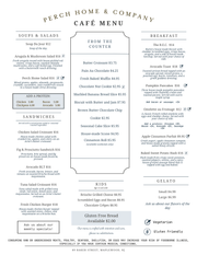 Perch Home & Company | Cafe Menu